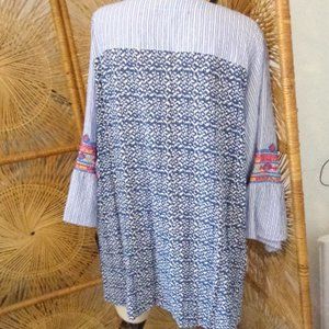 Calessa | Tops | Nwt Calessa Embroidered Tunic Xl Blue White Summer ...